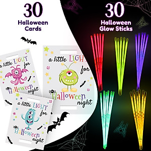 Funeta Halloween Party Favors - 30 Pack Glow Sticks Bulk Party Pack for Halloween - Neon Party Supplies, Glow in the Dark Party Favors, Halloween Party Favors for Kids and Adults, Party Decorations