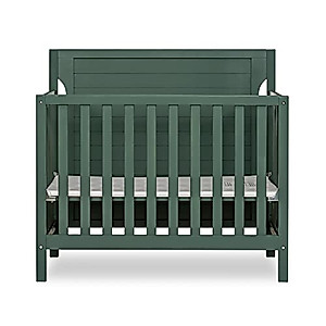 Dream On Me Bellport 4 in 1 Convertible Mini/Portable Crib In Safari Green, Non-Toxic Finish, Made of Sustainable New Zealand Pinewood, With 3 Mattress Height Settings