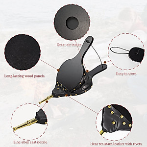 EsLuker.ly Fireplace Bellows Indoor 15.5" x 7", Wood Air Blower with Hanging Strap Cast Nozzle Hand Bellow Pump for Fire Pit Wood Stove BBQ Outdoor Camping (Black)
