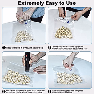 Handheld Vacuum Sealer for Food, Upgrade Rechargeable Mini Automatic Food Vacuum Sealer Machine with 12Pcs Reusable Sous Vide Bags for Fresh & Save