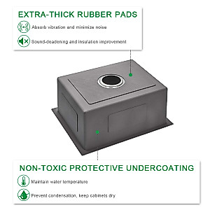 OUGOO 22x 18 inch Kitchen Sink Drop-in Tight Radius 18 Gauge Stainless Steel Undermount Handmade Kitchen Sink Single Bowl