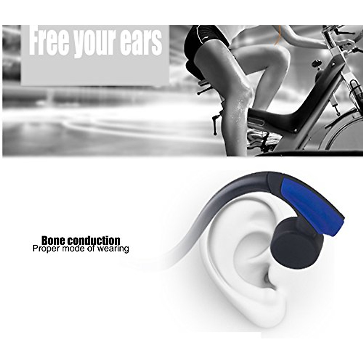 GZCRDZ Bone Conduction Headphones with Microphone Stereo Open-Ear Sport Headphone with Noise Reduction Microphone (Orange)