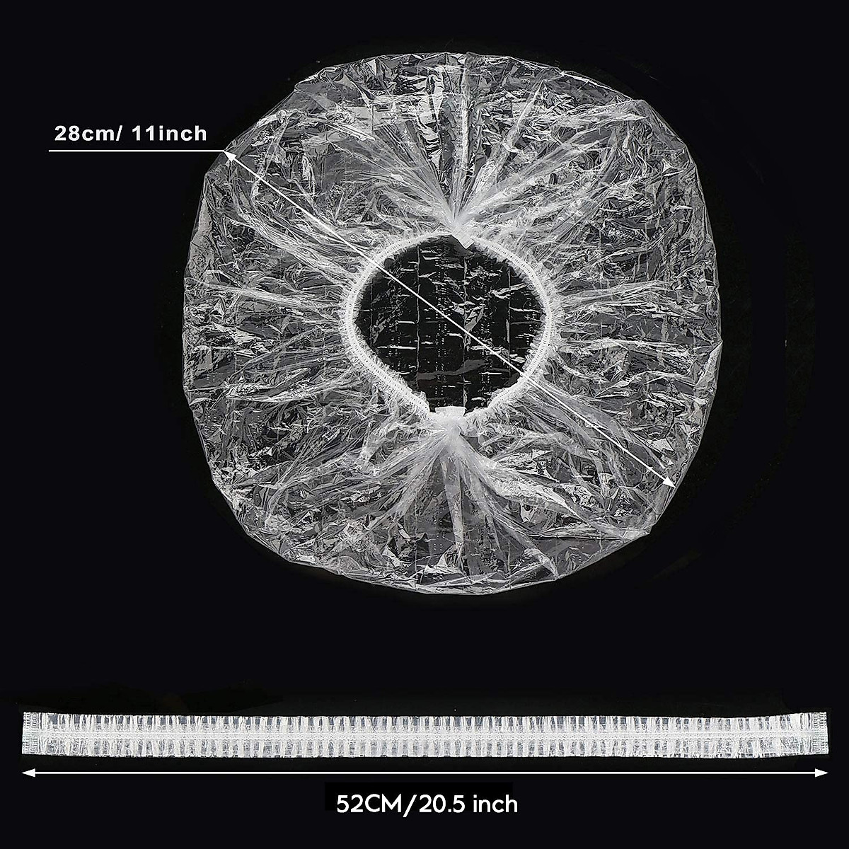 50PS Disposable Shower Caps, Plastic Clear Shower Caps, lengthening and thickening Hair Caps for Hair dyeing assistance, Hotel and Hair Salon, Home Use, Portable Travel (Size 20.5"/52cm）