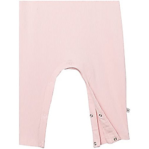 HonestBaby 2-Piece Organic Cotton Rib Romper W/Headband, Jungle Leaves Pink, 3-6 Months