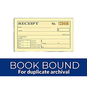 1InTheOffice Money and Rent Receipt, 2-3/4 x 5-3/8 Inches, 2-Parts, Carbonless, White/Canary, 50 Sets per Book (3 Books)