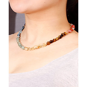 Jewever 7 Chakra Necklaces for Women Crystals and Gemstones Irregular Quartz Stones Balance Yoga Meditation Healing Crystal Necklace