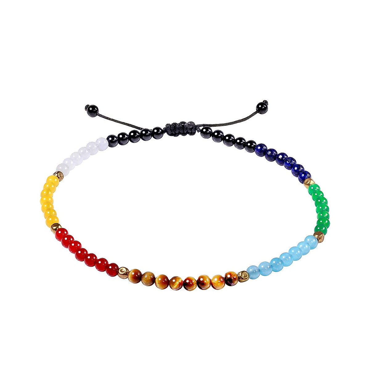 Jewever 7 Chakra Anklet Bracelet For Women Beach Foot Energy Healing Gemstone and Crystals Yoga Worry Stone Balancing Meditation