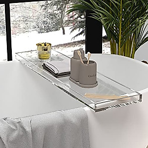 Durable Clear Acrylic Towel Tray,Lucite Bathtub Caddy-82cm or 32.3inch Long