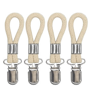 Kirmoo Tea Towel Clips for Hanging with Loop Cotton Metal Cloth Hook Clip Hangers for Home Storage Kitchen Towel Hooks Holder Beige-Set of 4 (4)