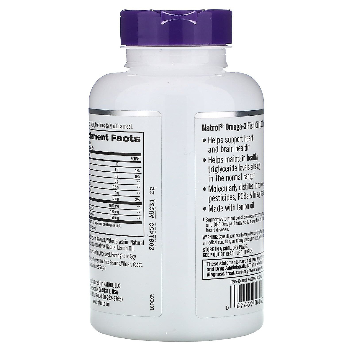 Natrol Omega-3 Fish Oil 1000mg, 150 Softgels (Pack of 2)2