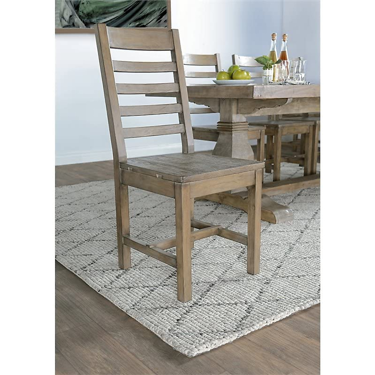 Trent Home Transitional 18" Reclaimed Pine Dining Chair in Weathered Brown
