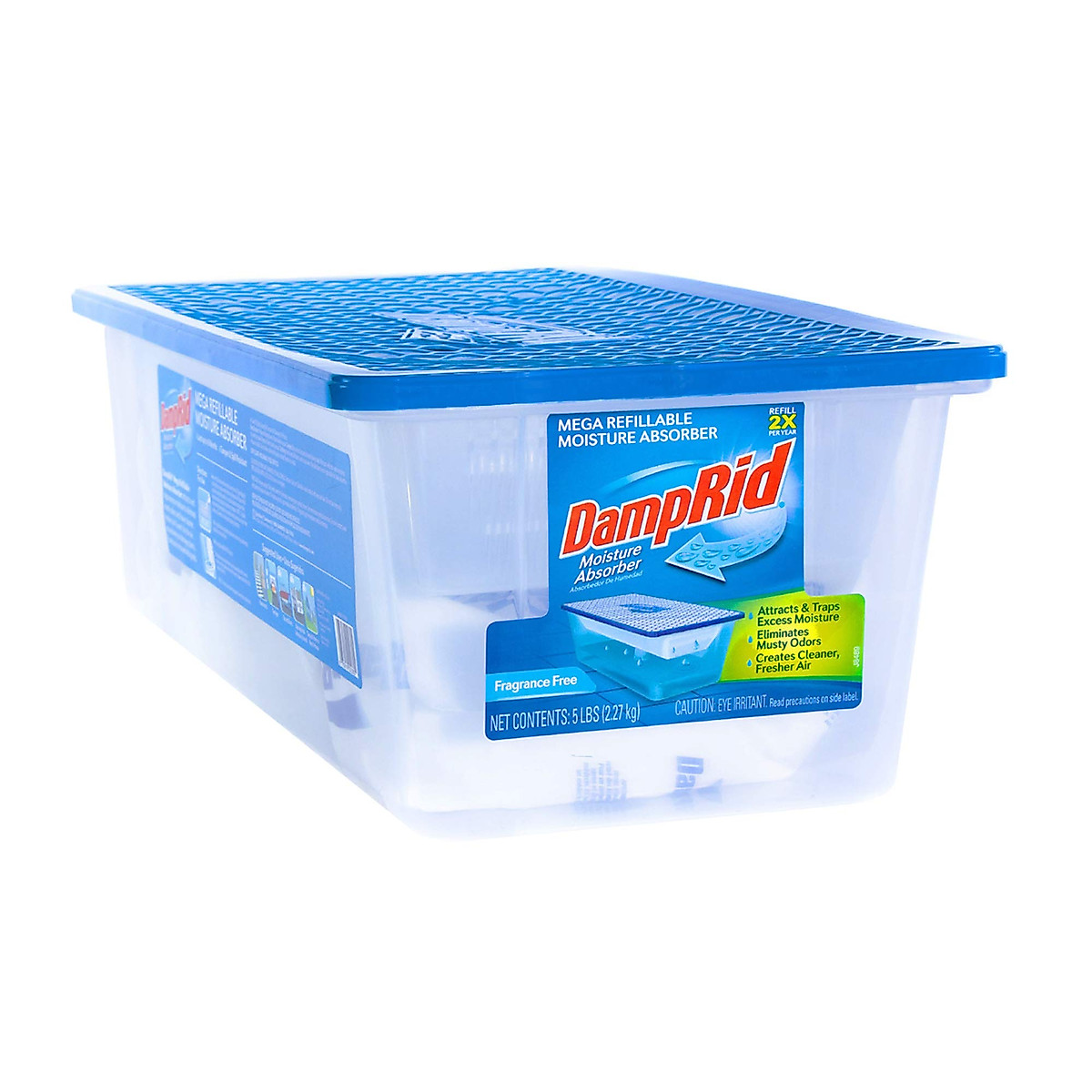 DampRid - Fragrance Free Mega Refillable Moisture Absorber - (5 lb.) - Traps Moisture in Basements & Large Areas for Fresher, Cleaner Air