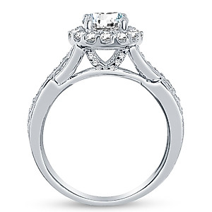 Size - 10-14k White Gold Round Infinity Twist Halo Cross Over Solitaire Engagement Ring CZ Cubic Zirconia (1.50cttw., 1.0ct. Center)