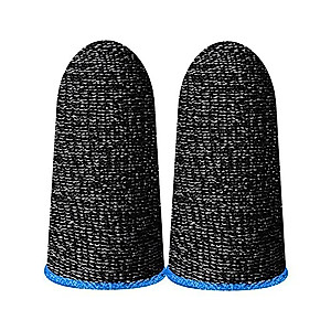 Gaweb Gaming Finger Covers Sweat Proof Breathable 0.98MM Thin Mobile Game Controller Fingertips Sleeves Thumb Gloves Blue A