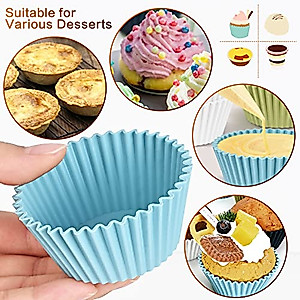 Elyum 12 Pack Silicone Cupcake Liners, Silicone Baking Cups Muffin Cups Reusable Cupcake Wrappers for Cake Balls, Muffins, Cupcakes Candies Mold, Natural Colors