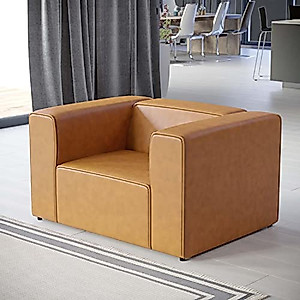 Modway Mingle Vegan Leather Lounge Armchair, Tan