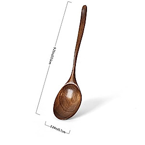 Kitchen Spoons 9 Inch Wooden Spoon Nonstick Kitchen Serving Spoons Scooper Utensil Long Handle Soup Spoon for Cooking And Stirring Spoons Silverware