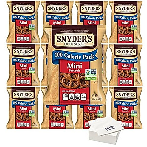 Snyder's Mini Pretzels, 0.92oz Bags, Pack of 12 - with Bay Area Marketplace Napkins