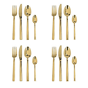 MIKASA Diseno Gold Cutlery Set, 16 Pieces
