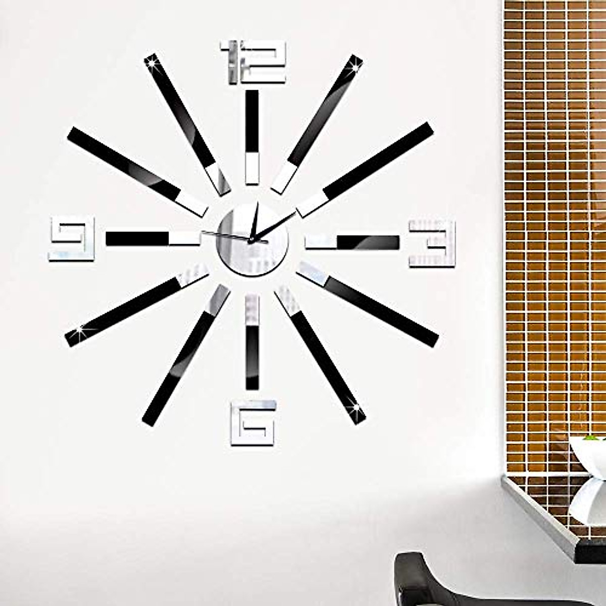 KXA Personality Mute Wall Clock, Creative Home Wall Clock Western Style Simple Mute DIY Mirror Wall Clock Wall Stickers Wall Clock