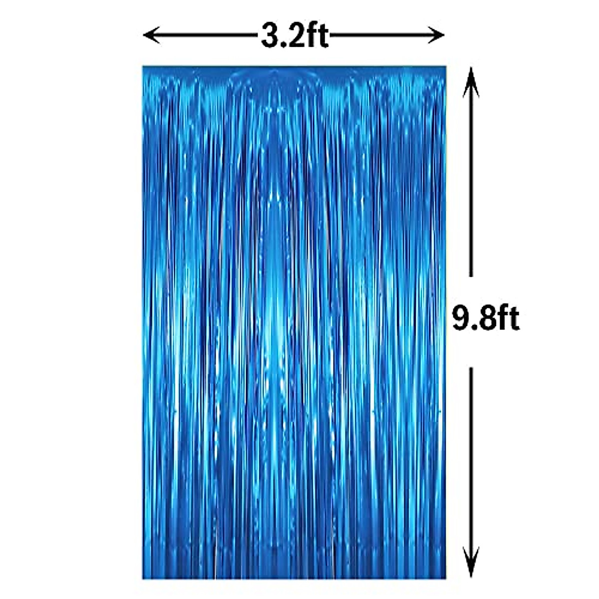 GOER 6.4 ft x 9.8 ft Metallic Tinsel Foil Fringe Curtains,Pack of 2 Party Streamer Backdrop for Birthday,Graduation Decorations and New Year Eve (Matte Blue)