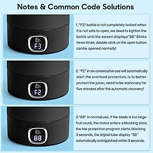 Portable Blender, MIAOKE 6 Blades Juicer Cup for Juice Shakes and Smoothies 350ml Mini Blender with Led Display Usb Rechargeable,3000Mah Rechargeable Battery, for Home Sports Outdoors Travel-Black