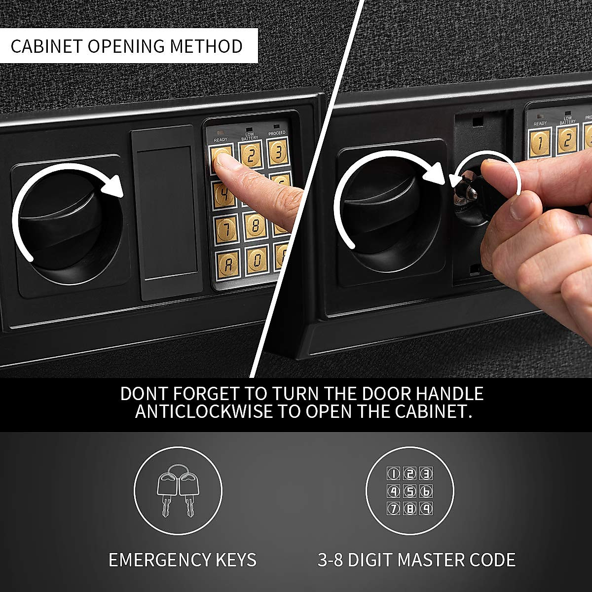 RPNB Rifle Safe,Electronic Gun Security Cabinet,Quick Access 5-Gun Large Metal Rifle Gun Security Cabinet with Separate Pistol/Ammo Area