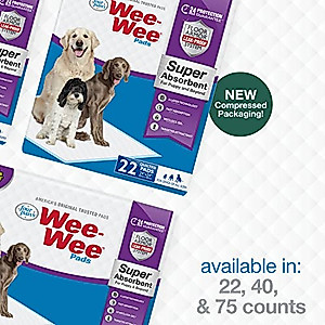 Four Paws Wee-Wee Super Absorbent Pee Pads for Dogs - Dog & Puppy Pads for Potty Training - Dog Housebreaking & Puppy Supplies - 24" x 24" (75 Count)