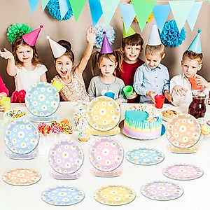 CHUNNIN 60Pcs Daisy Party Paper Plates for Groovy Daisy Party Supplies 7in Hippie Boho Daisy Disposable Tableware Dinnerware Set for Girls Daisy Birthday Party Decoration Baby Shower Bridal Favor
