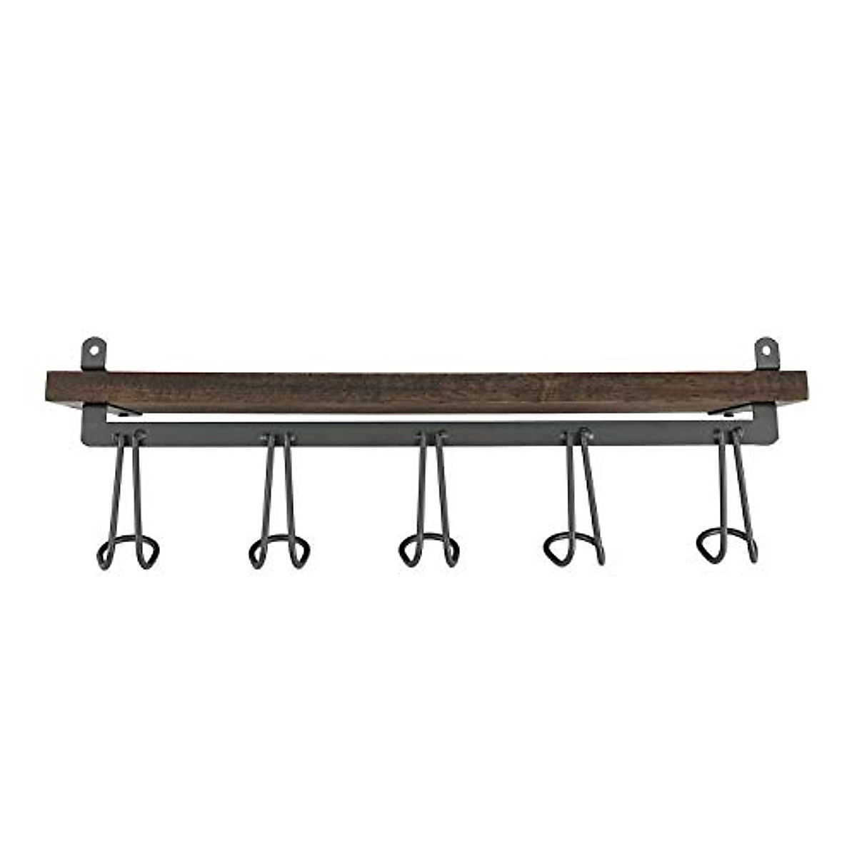 Spectrum Diversified Vintage Living Mount 5-Hook Wood Coat Rack for Entry Ways and Mud Rooms, Durable Wall Shelf, Industrial Gray