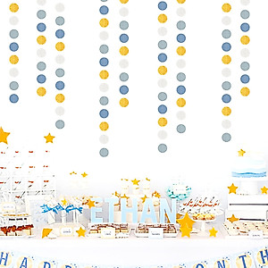 Light-Dusty Blue-Gold Silver Party-Decorations Garland - 52Ft Boys Birthday Baby Bridal Shower Wedding Hanging Streamers Banner,Bachelorette Engagement Graduation Supplies Decor Panduola