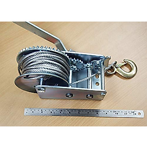 2000LB H.D. Hand Winch Dual Gear Steel Cable ATV Towing Trailer Boat (1)