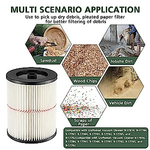 9-17816 Red Stripe Vacuum Cartridge Filter Replacement Compatible with Craftsman Wet/Dry 5/6/8/12/16/32 Gallon & Larger(2 Pack)