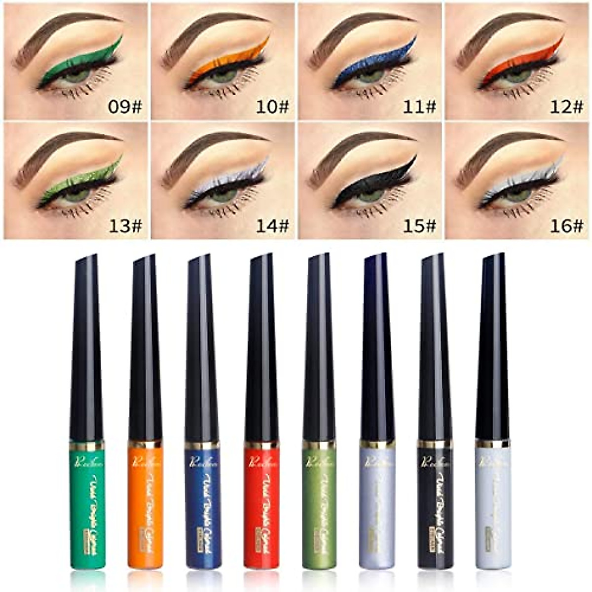 Rechoo Matte Liquid Eyeliner Set, 16 Colors Matte & Metal Waterproof Highly Pigmented Eye Liner Pencil/Superstay Liquid Eyeliner