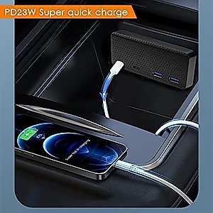 SUMK 2021 Tesla Model 3/Y 4-Port USB Hub Center Console Adapter, Model 3 Model Y Accessories Game & Boombox Music USB Hub 4 in 1 Ports 2021 Upgrade for Refreshed 2021 Model 3/Y 2022 Model S X