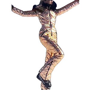 Aurgelmir Women Winter Ski Suit Fur Collar Coat Ski Jumpsuit Snowsuit