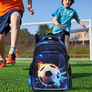 CAMTOP Soccer Backpack for Kids Boys Girls Preschool Backpacks with Lunch Box Toddle Kindergarten Football BookBag Set