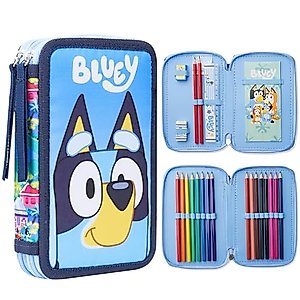 Bluey Filled Pencil Case with Stationery for Kids, School Supplies Coloring Pencils, Notepad - Gifts for Kids