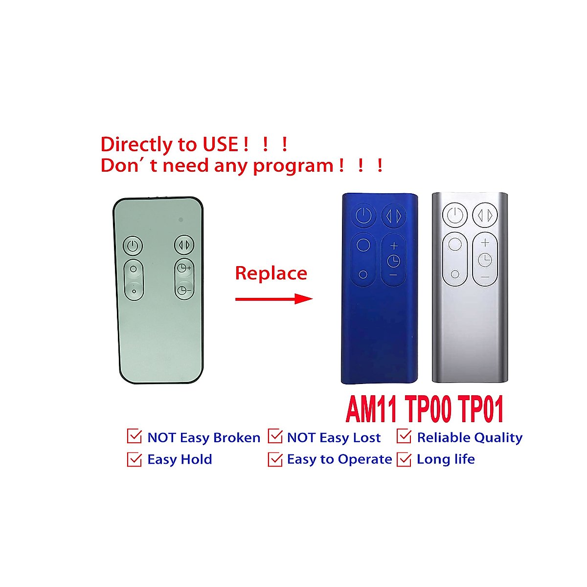 Easytry123 Replacement Remote Control for Dyson AM11 TP00 TP01 965824-07 Pure Cool Link Air Purifier