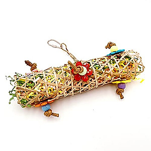GILYGI Bird Chewing Toy Set, Taco Shaped Bamboo Weaving Toy with 2 Packs of Colorful Shred Paper Replacement, Hanging Fragging Shredder Toys for Parakeet, Cockatiel, Caique, Budgies, Quaker