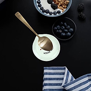 Spoon Rest Small Teaspoon Holder Ceramic Coffee Spoon Holder Coffee Bar Decor for Home Office Coffee Station (Let's Spoon)