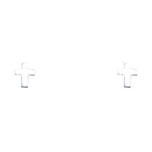 14k White Gold Cross Stud Earrings with Screw Back