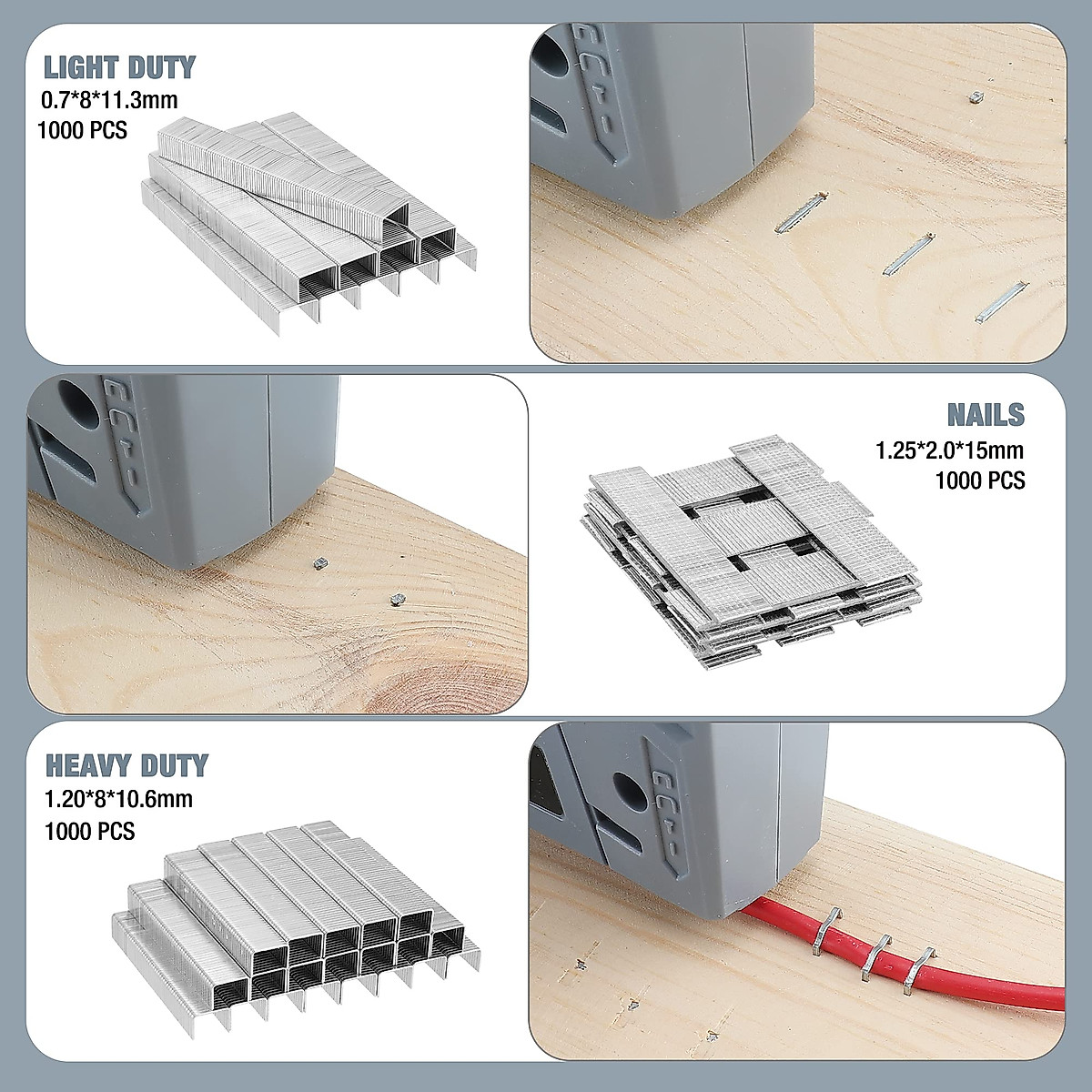 WORKPRO Electric Corded 4-in-1 Nail Gun, Professional Stapler for Wood Upholstery, Crafts, Framing, Decoration, DIY, Including 3000PCS of Staples and Nails