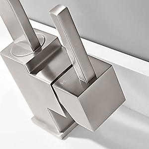 Brushed Nickel Single Hole Bathroom Faucet, Waterfall Single Handle RV Bathroom Faucet Fit for 1 or 3 Hole, with Deck Plate, Swivel 360 Degree Spout, Pop Up Drain and Water Supply Line, SGF05-BN