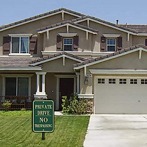 2 Pack Private Drive No Trespassing Signs 12 x 18 Inches Private Drive Sign No Trespassing Sign Metal Reflective Sturdy Rust Aluminum Weather Waterproof Durable Ink Easy to Install