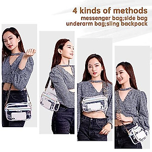Clear Crossbody Bag stadium approved,Clear Bag for Women men Transparent bag for Concerts Sports for Concerts Sports（Gradual1++Leopard Print Shoulder Strap）