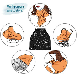 Nursing Cover Breastfeeding Scarf Night Sky Moon Stars - Baby Car Seat Covers, Stroller Cover, Carseat Canopy (11eb11i)