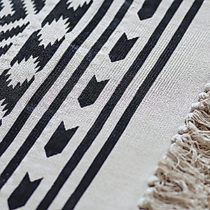 UKELER Laundry Room Runner Rug 2'x4' Cotton Washable Kitchen Rugs Black and White Front Door Mat Handmade Indoor Outdoor Rugs for Kitchen, Laundry, Bathroom, Doorway