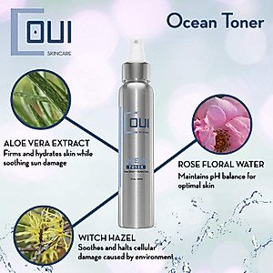 Ocean Facial Toner Face Astringent - Rose Water, Witch Hazel, Alcohol Free - Tighten Pores for Face, Neck, Décolleté