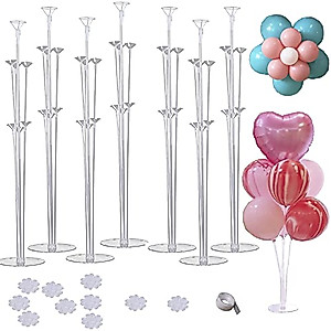 Table Balloon Stand Kit - 7 Sets,Reusable Clear Balloon Holder Stand for Table with Balloon Flower Clips,Glue Dot for Birthday Wedding Party Decorations,Christmas,Happy Birthday Balloons Decorations